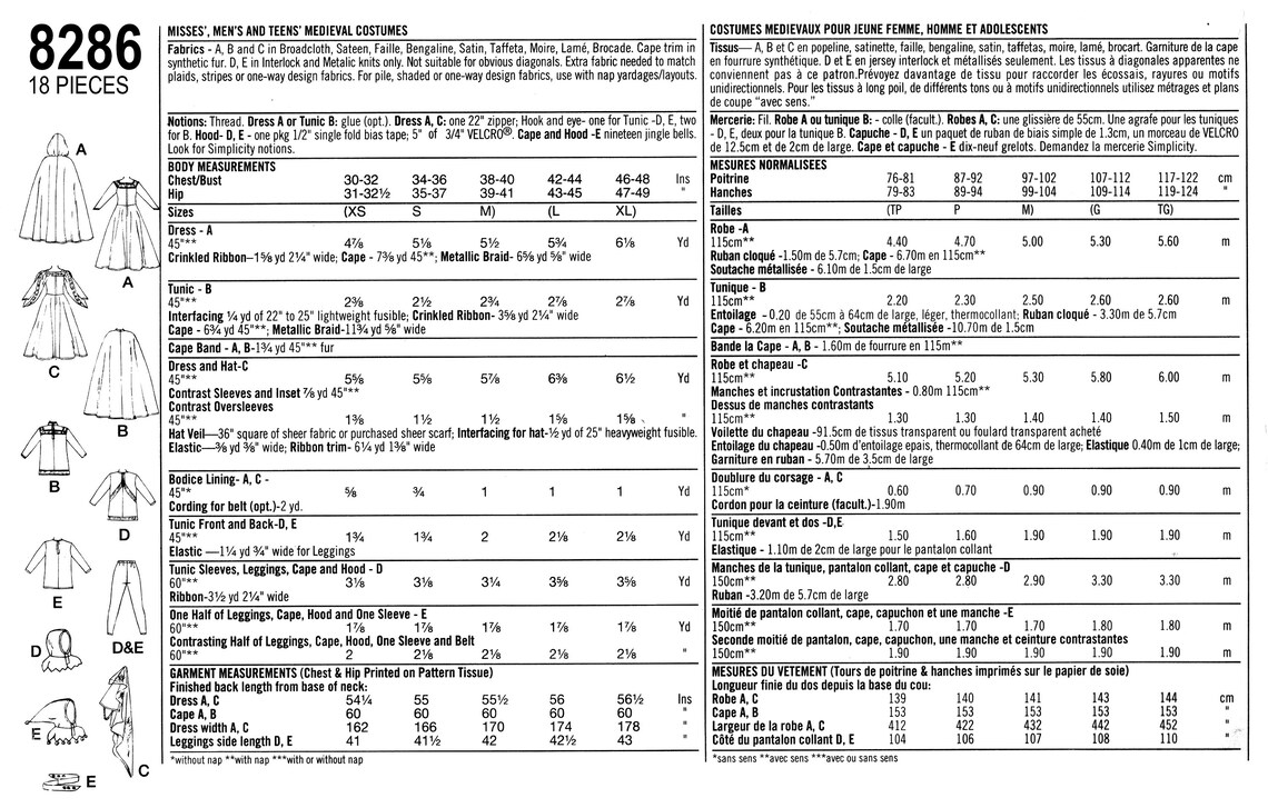 Simplicity 8286 SEWING PATTERN Medieval Costumes: King Queen - Etsy