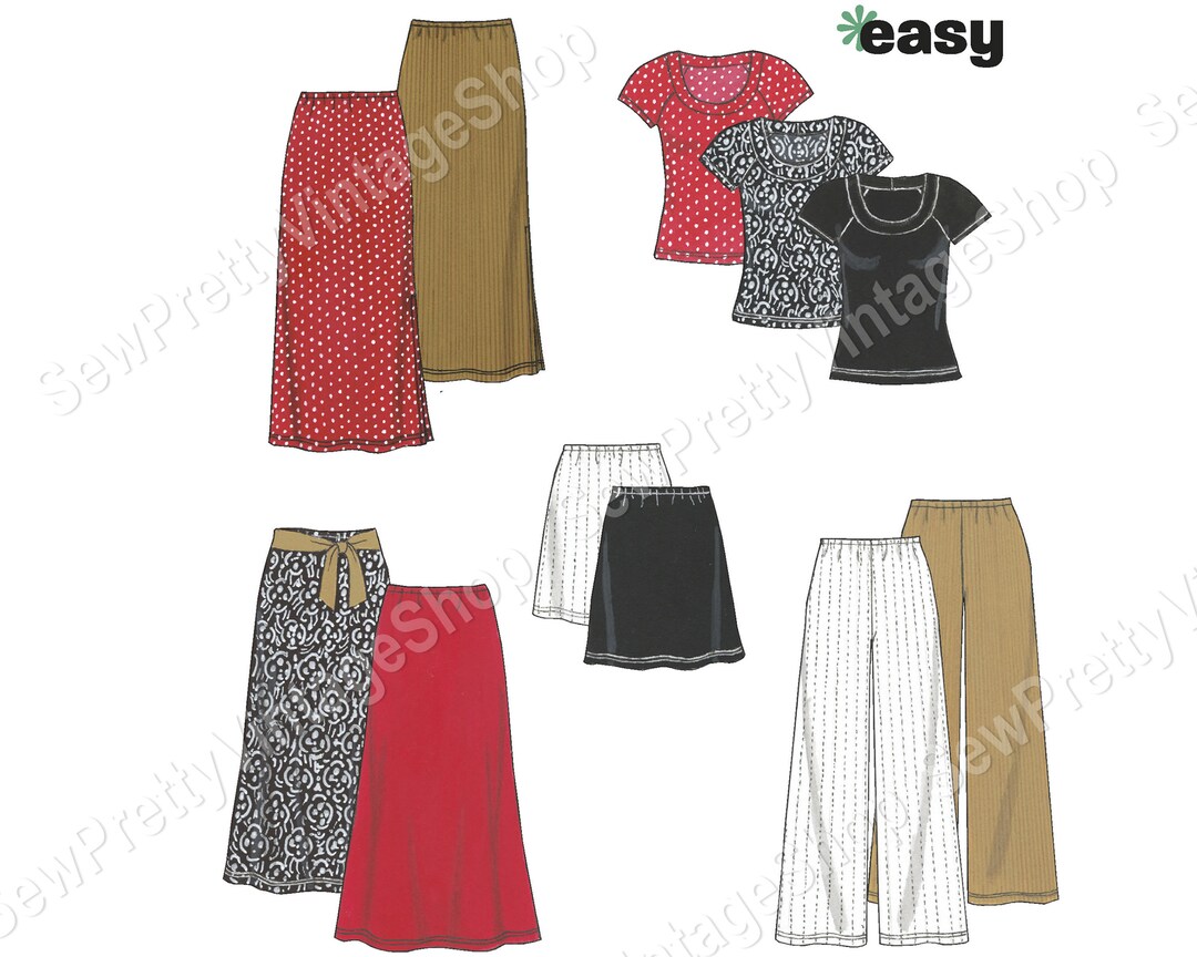 New Look 6762 Knit Capsule Wardrobe: Scoop Neck Ragan Top Pull on Short ...
