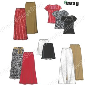 New Look 6762 Knit Capsule Wardrobe: Scoop Neck Ragan Top Pull on Short ...