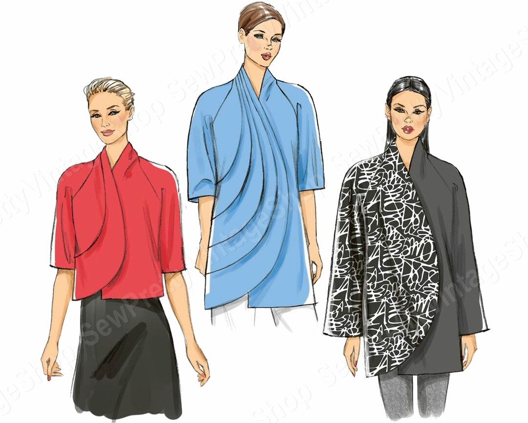 Vogue 9096 Swan Neck Jacket Sewing Pattern: Loose Fitting Asymmetrical ...