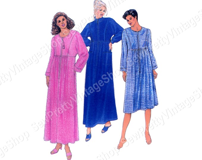 Kwik Sew 2726 90s Zippered Robes: Modest High Neck Empire Waist Midi or ...