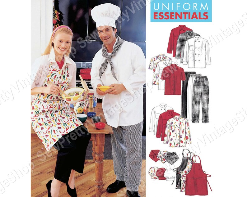 Mccall's 2233 90s Chef Uniform: Toque Hat Jacket Shirt - Etsy