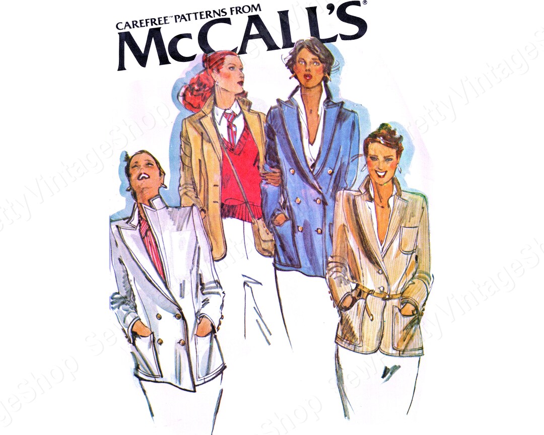 Mccall's 6475 80s Classic Jackets Sewing Pattern: Single or Double ...