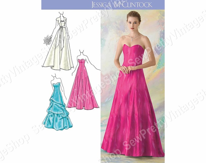 Simplicity 2400 Minimalist Evening Gown: Strapless Fit and Flare Full ...