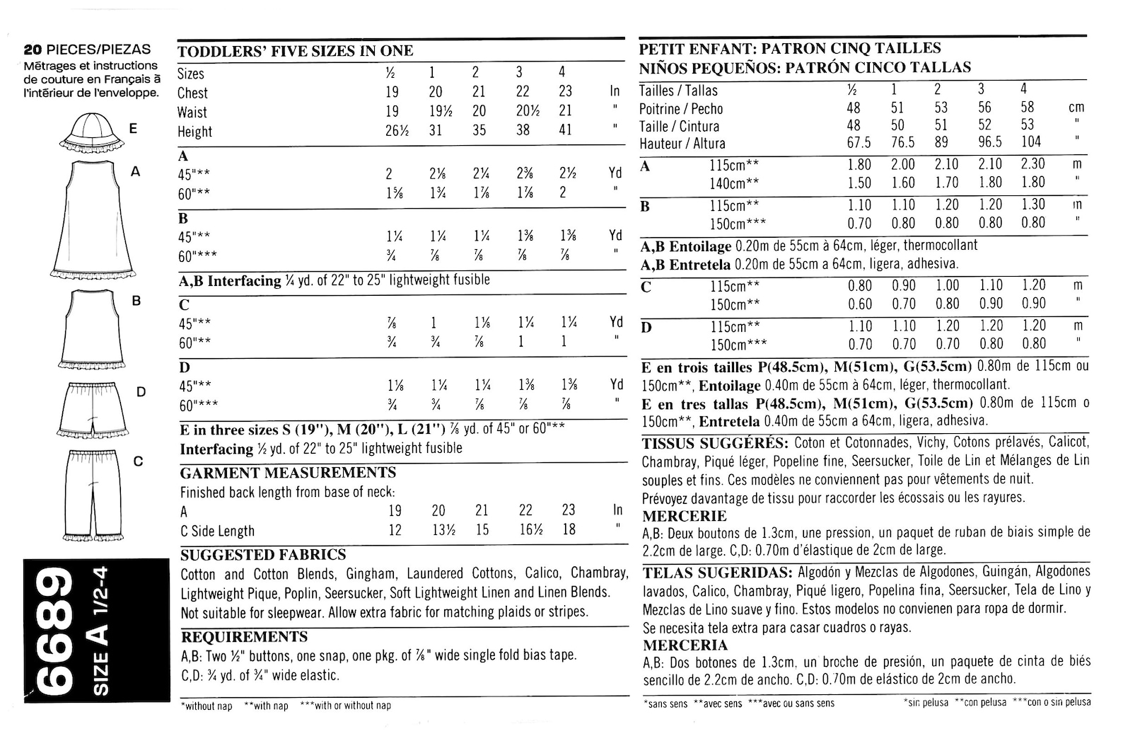 New Look 6689 Toddler Girls Summer Clothes: Sleeveless Ruffle - Etsy