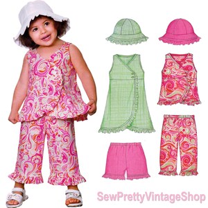 New Look 6689 Toddler Girls Summer Clothes: Sleeveless Ruffle Wrap ...