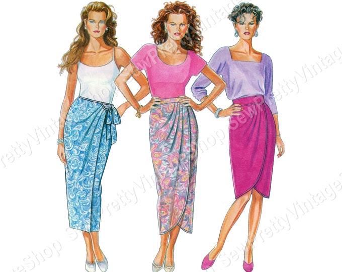 New Look 6484 80s Summer Skirts: Draped Side Tie Sarong Wrap & Tulip ...