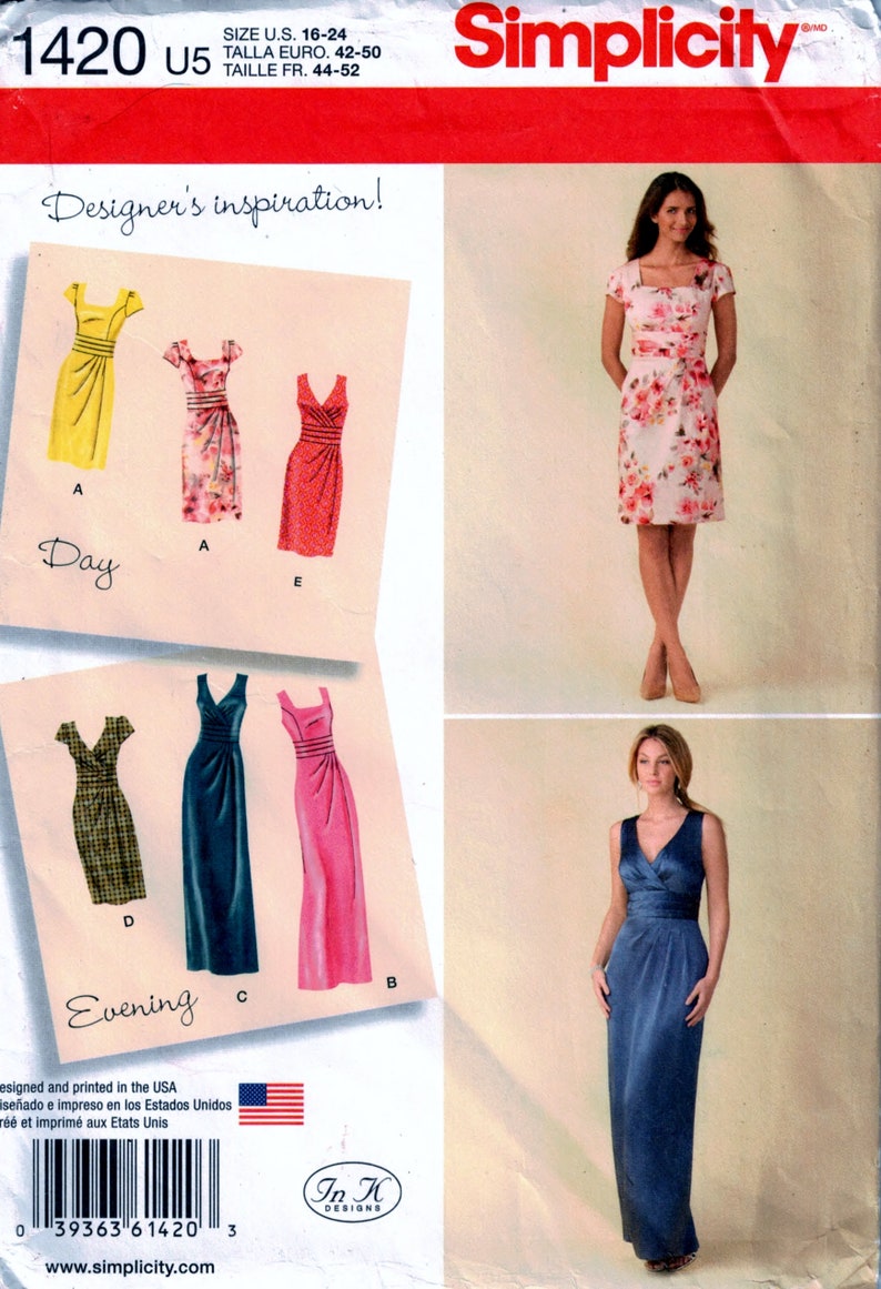Simplicity 1420 Summer Party Dresses: empire waist wrap vneck | Etsy