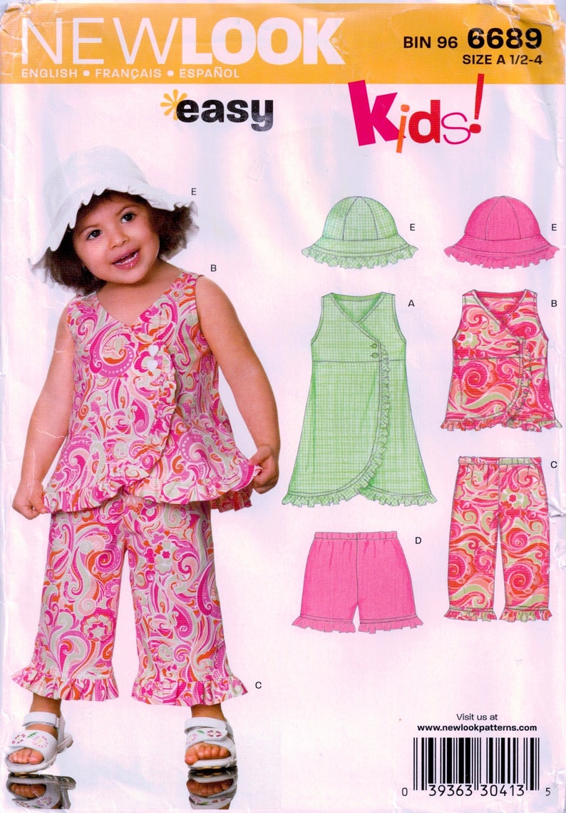 New Look 6689 Toddler Girls Summer Clothes: Sleeveless Ruffle - Etsy