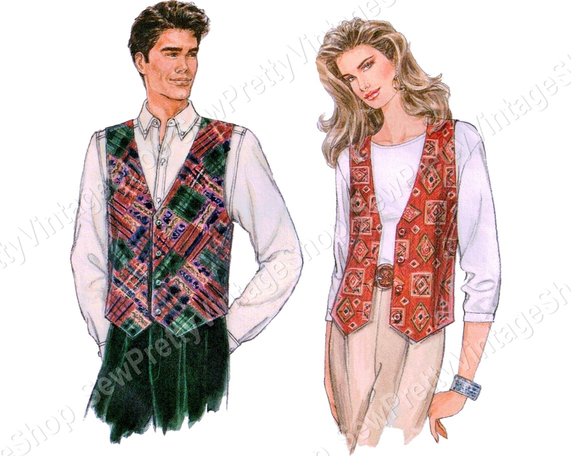 Simplicity 9285 90s Mens & Womens Vests: Button up Weskit Vest | Etsy