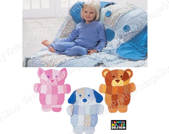Simplicity 4993 Kids Rag Quilt Throw Blankets: Soft Flannel Cat, Bear ...