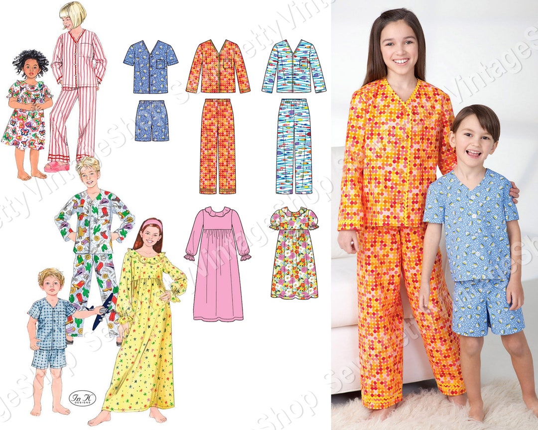 Simplicity 3987 Kids Pajamas: Boys and Girls Pajamas, Nightshirt ...
