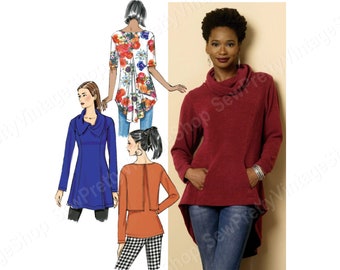 Butterick 6117 Easy-to-sew Tunics: Loose Fitting Short or Elbow Sleeve ...