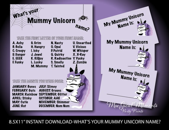What's Your Mummy Unicorn Name? Creepy Cute Mummy Unicorn Birthday ...