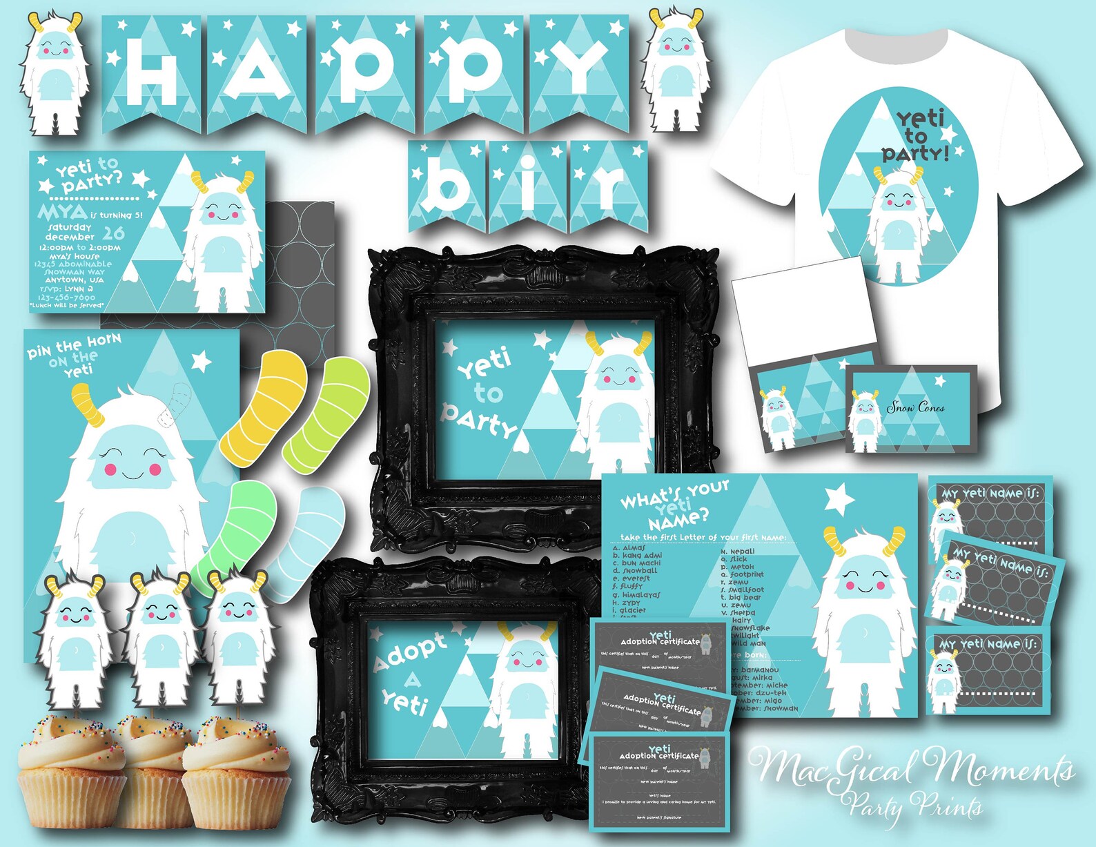Yeti Party Pack Yeti Birthday Yeti to Party Abominable - Etsy