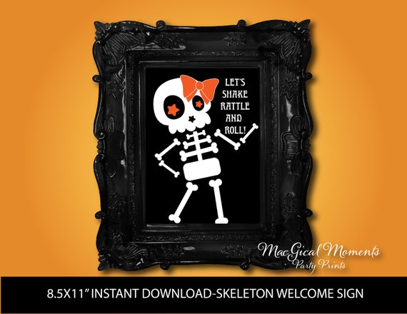 Skeleton Welcome Sign, Skeleton Sign, Halloween Party, Kid's Halloween ...