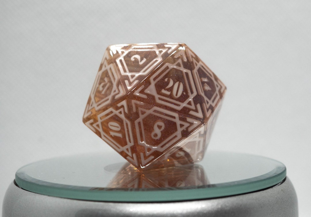 Giant Rose-pink D20 Dice With Glowing Numbers, Polished and Painted by ...