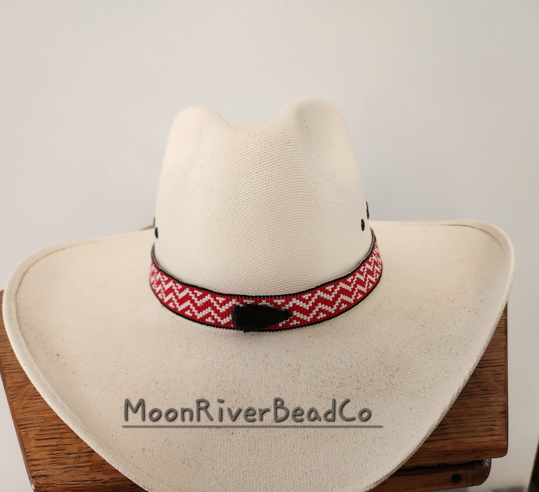Arrowhead Chief Hand Beaded Hatband Native American Style Aztec Pattern ...