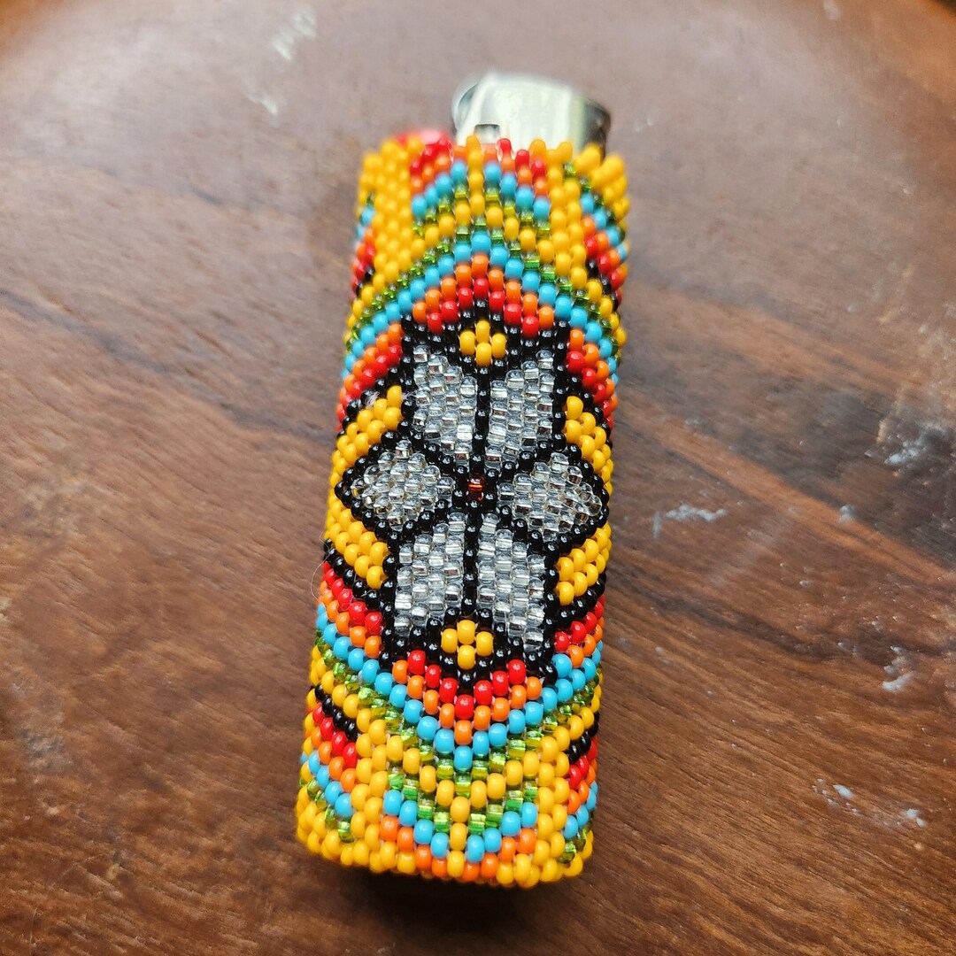 Beautiful Native American Style Pattern Lighter Cover Hand Beaded ...