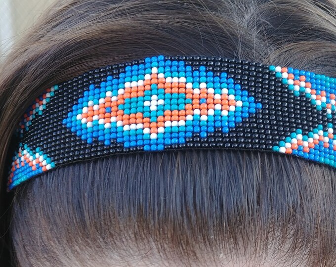 Mojave Desert Hand Loomed Native American Style Seed Bead Headband ...