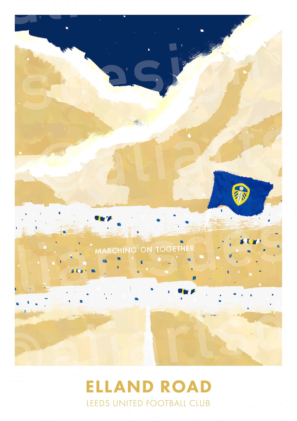 Leeds United Poster, Leeds United Print, Leeds Wall Art, Elland Road ...