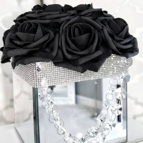 Bling Mirrored Boxed Black Foam Artificial Roses Luxury Boxed - Etsy