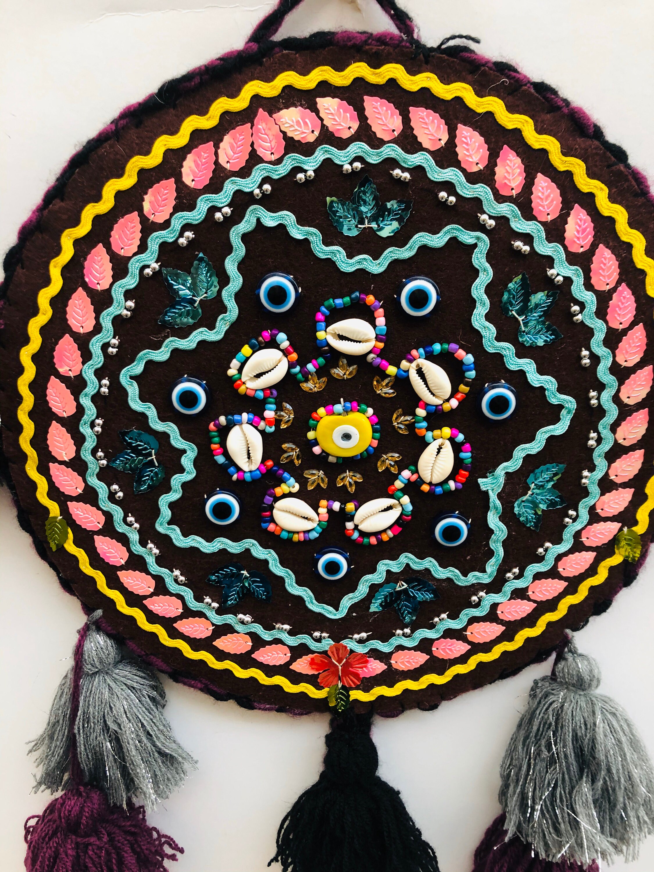 Dark Red Felt Evil Eye Home Decor, Felt Wall Hanging, Felt Amulet Wall ...