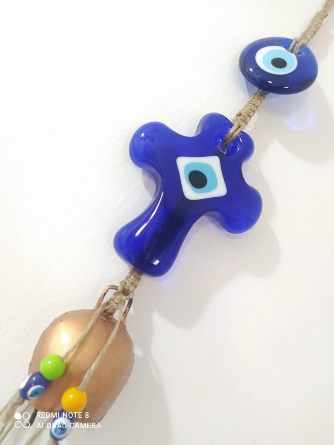 Blue Glass Evil Eye Bells, Cross Evil Eye Hanging Garden Decor, Evil ...