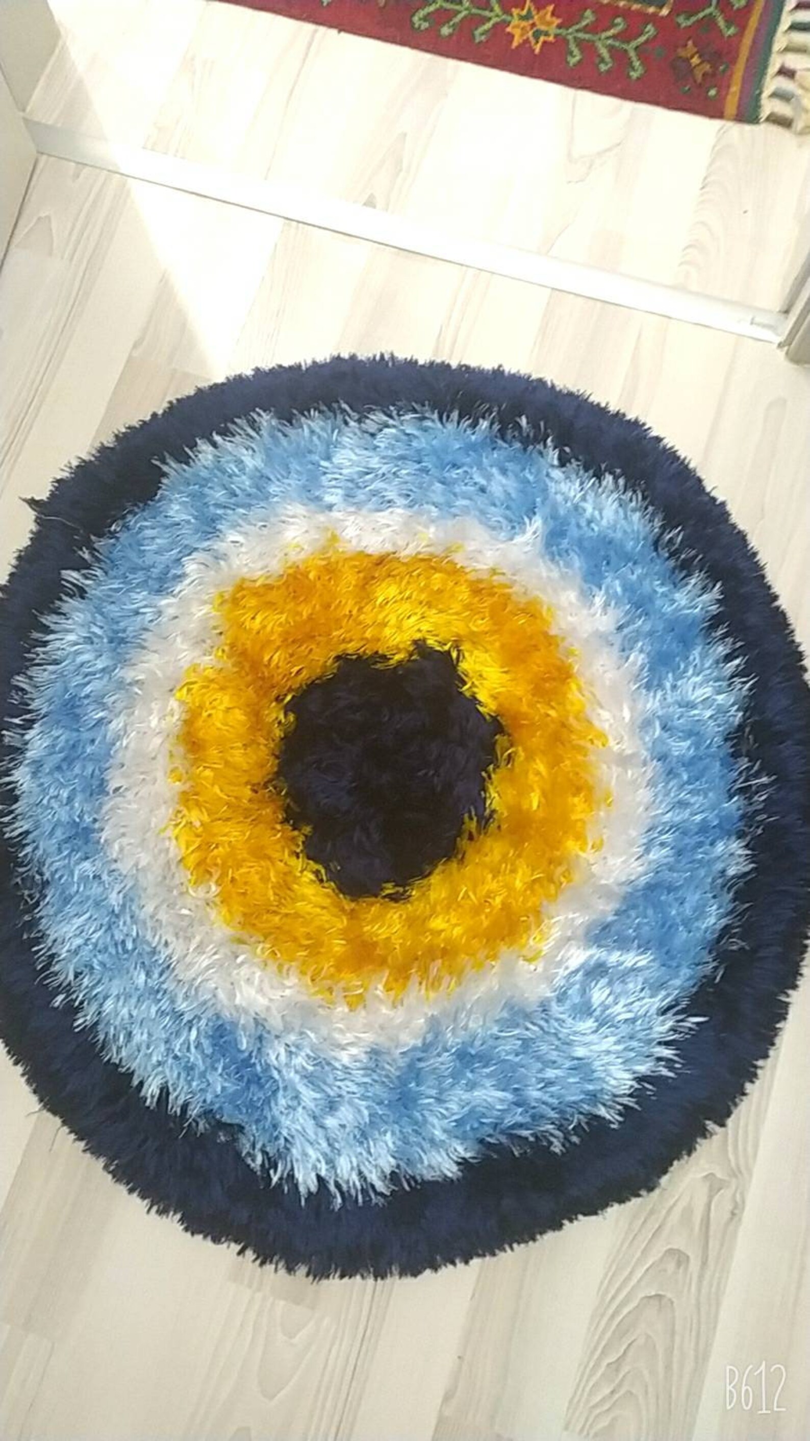 Evil Eye Floor Rug, Hand-knitted Mat, Evil Eye Bead Door Mat, Knitted ...