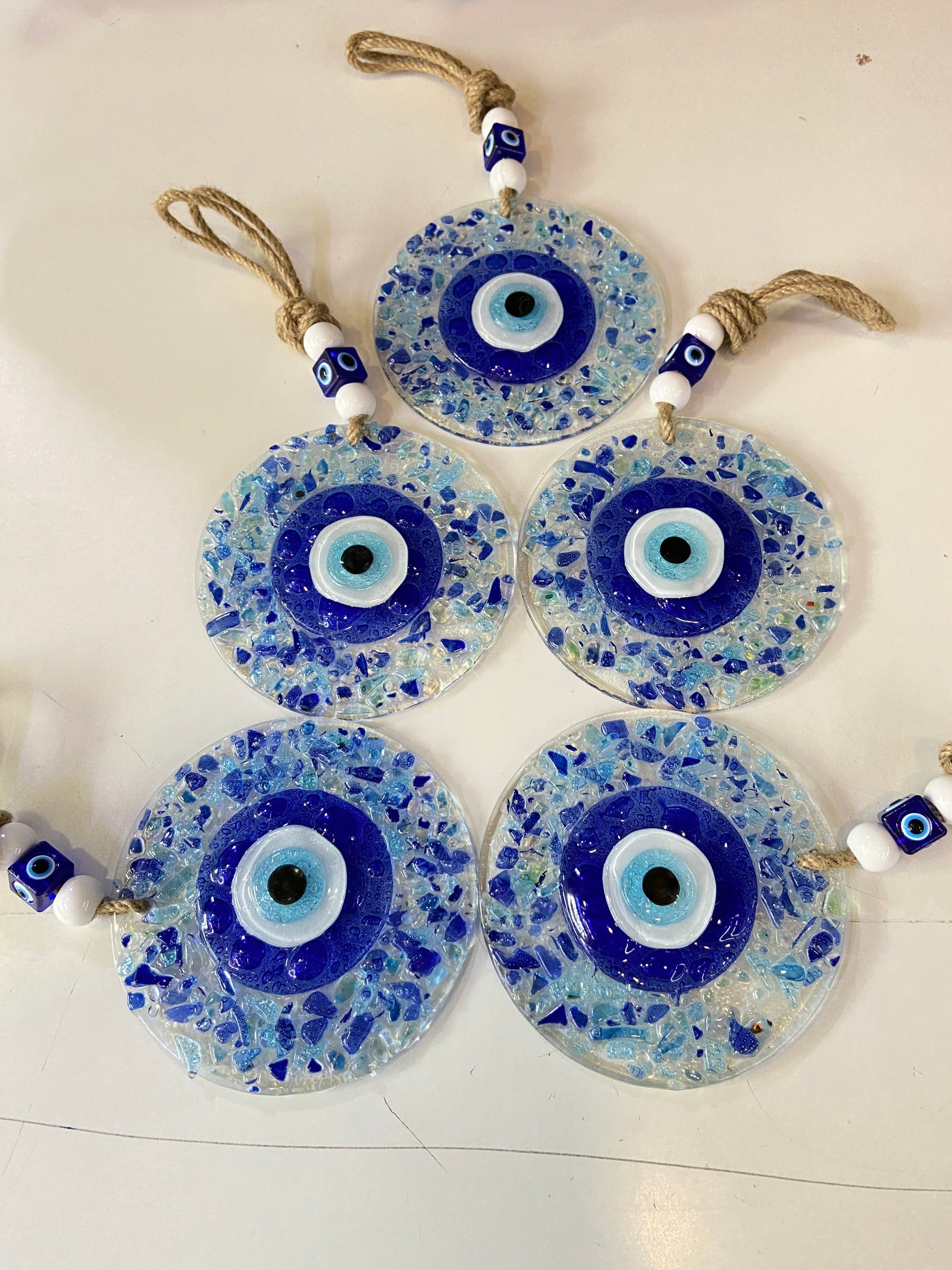 Evil Eye Wall Hanging, Mosaic Wall Decor, Glass Evil Eye Beads, Turkish ...