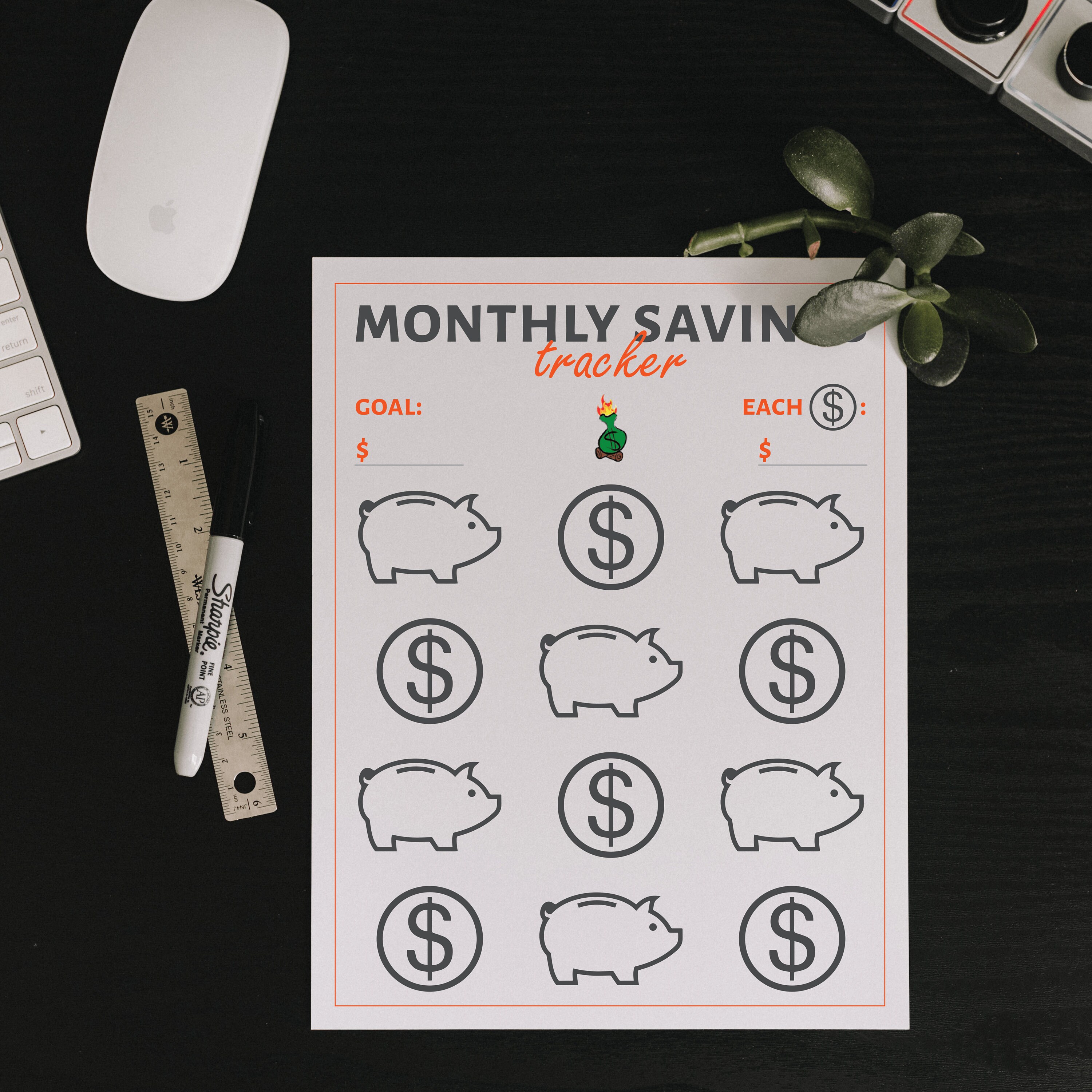 Monthly Savings Goal Tracker Colorable Money Shapes Printable | Etsy