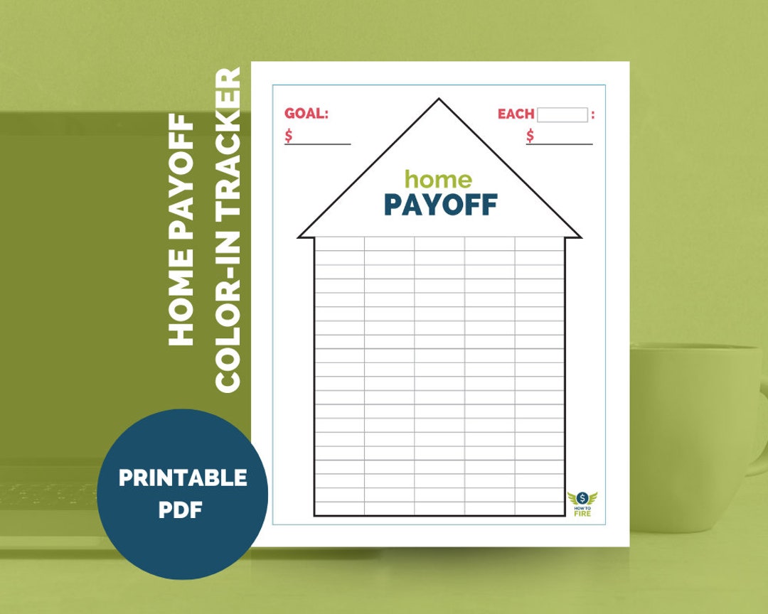 Home Mortgage Payoff Goal Debt Tracker Colorable Printable - by ...