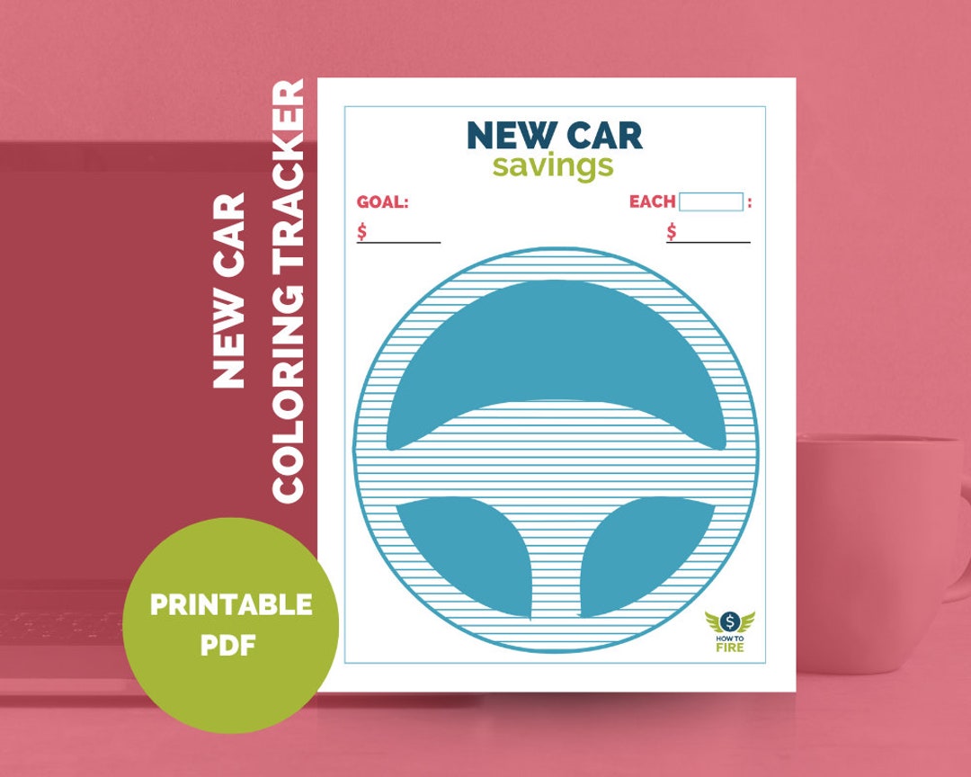 New Car Savings Goal Tracker Colorable Printable - by Howtofire - Etsy