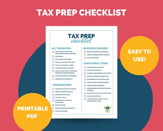 Tax Prep Checklist Tracker Printable to Stay Organized by - Etsy