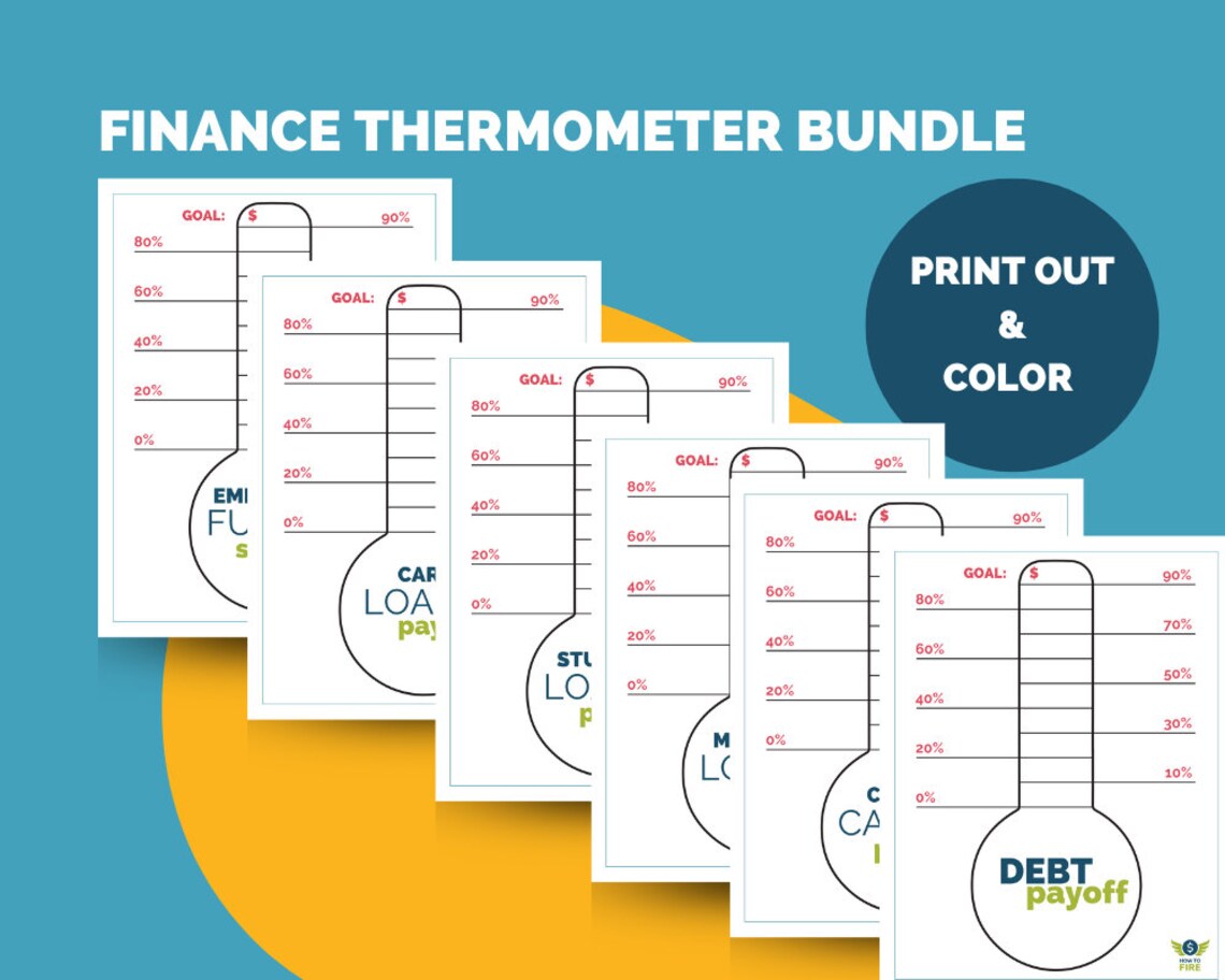 Debt Thermometer Colorable Tracker Printable BUNDLE PACK With BONUS ...