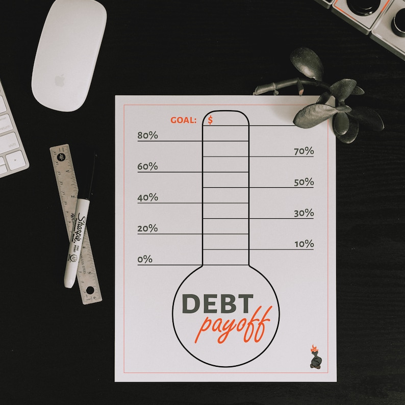 Debt Thermometer Colorable Tracker Printable BUNDLE PACK With - Etsy