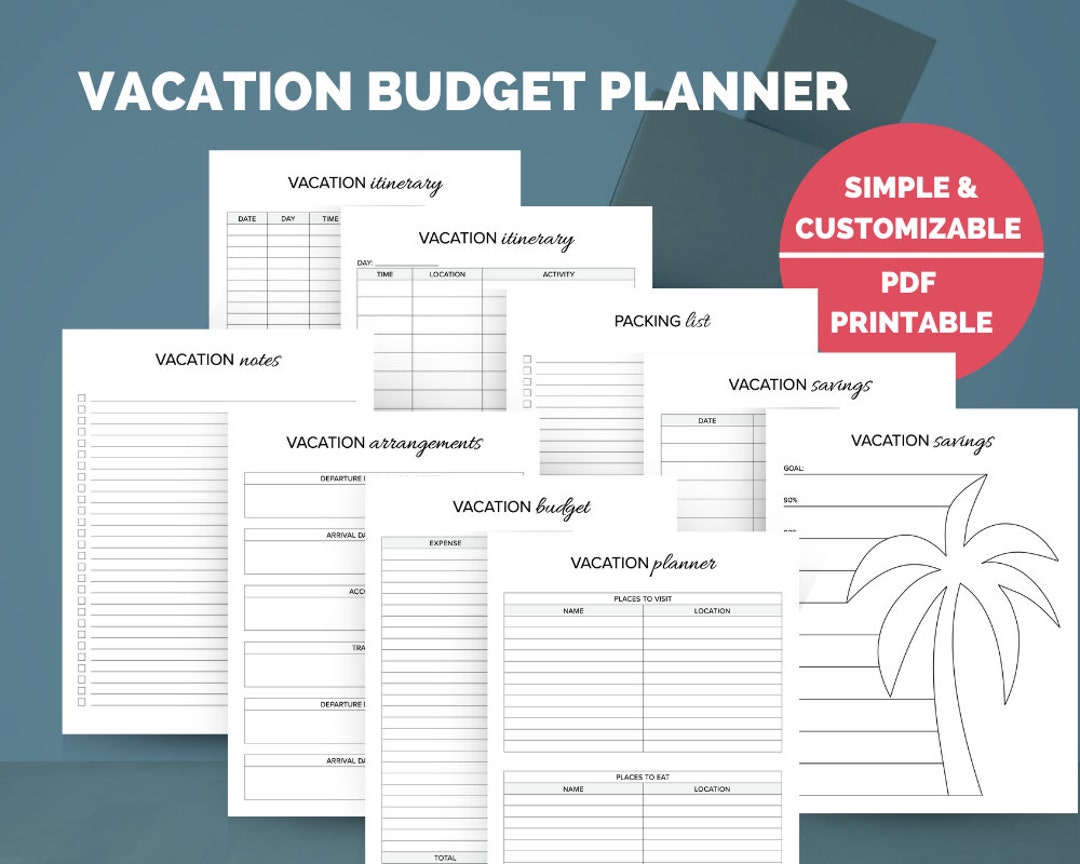 Vacation Planning & Budgeting Printables | 10 Page Bundle | Digital ...