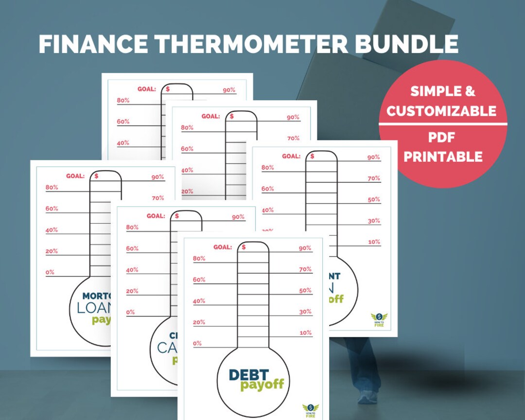 Debt Thermometer Colorable Tracker Printable BUNDLE PACK With BONUS ...