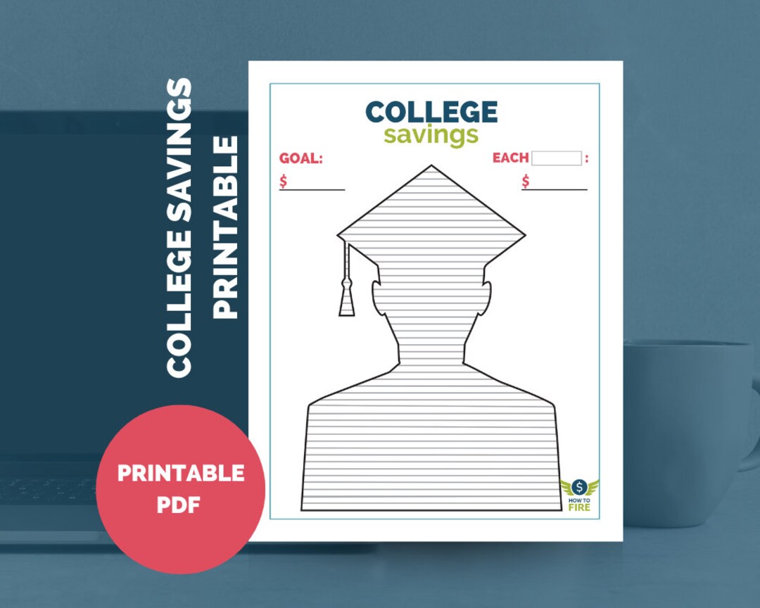 College Savings Goal Tracker Colorable Printable - by Howtofire - Etsy