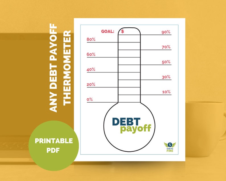 Debt Thermometer Colorable Tracker Printable BUNDLE PACK With BONUS ...