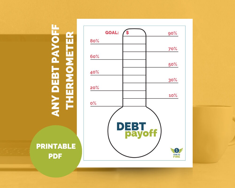 Debt Thermometer Colorable Tracker Printable BUNDLE PACK With BONUS ...