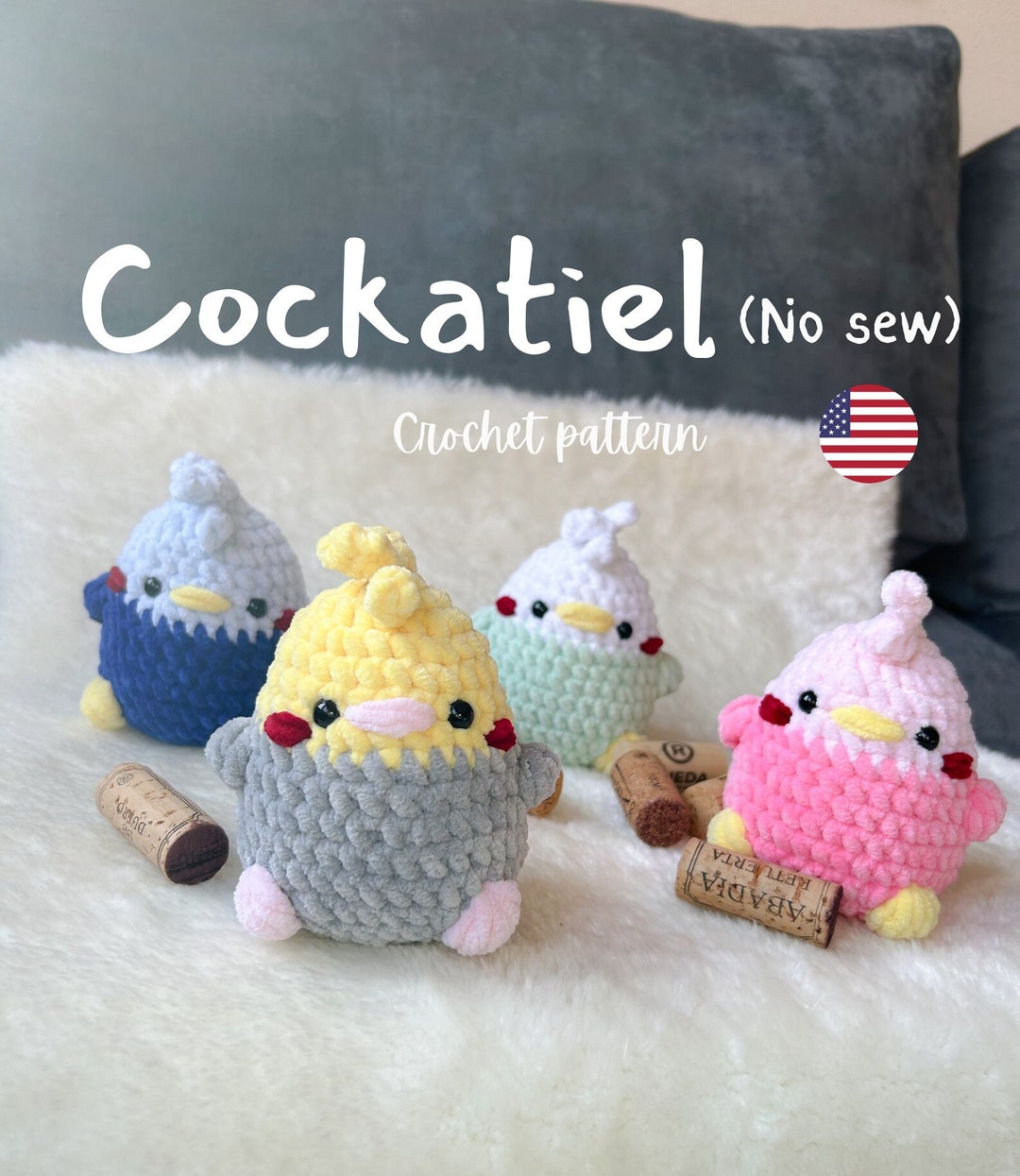 Cockatiel Crochet Pattern PDF, Crochet Bird, Crochet Cockatoo, Crochet ...