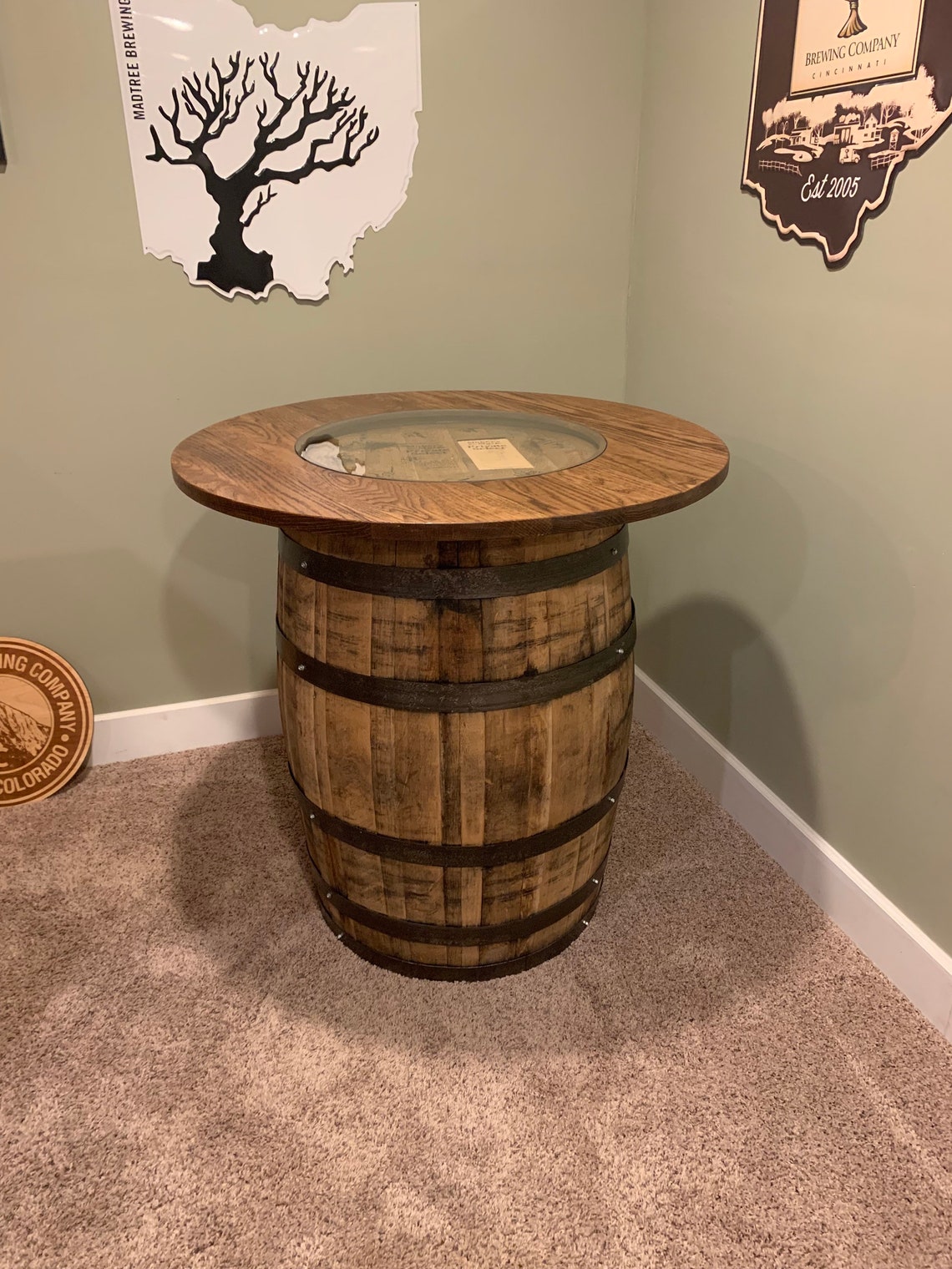 Custom Finished Bourbon Barrel Pub Table - Etsy
