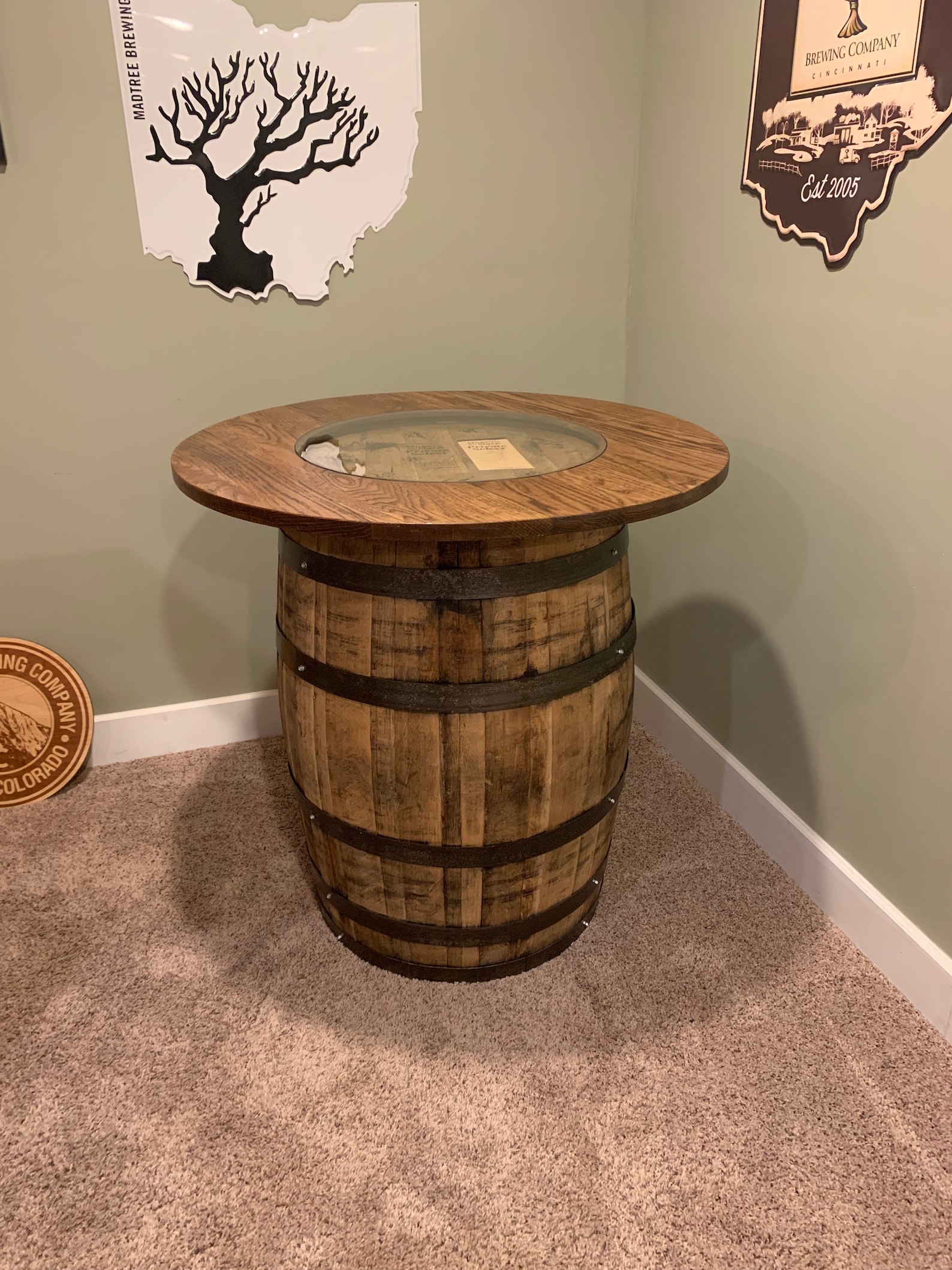 Custom Finished Bourbon Barrel Pub Table - Etsy