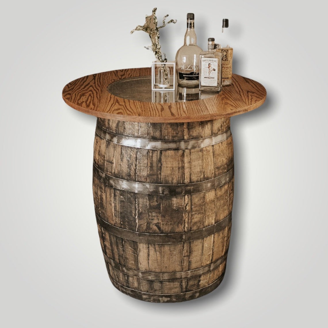 Custom Finished Bourbon Barrel Pub Table - Etsy