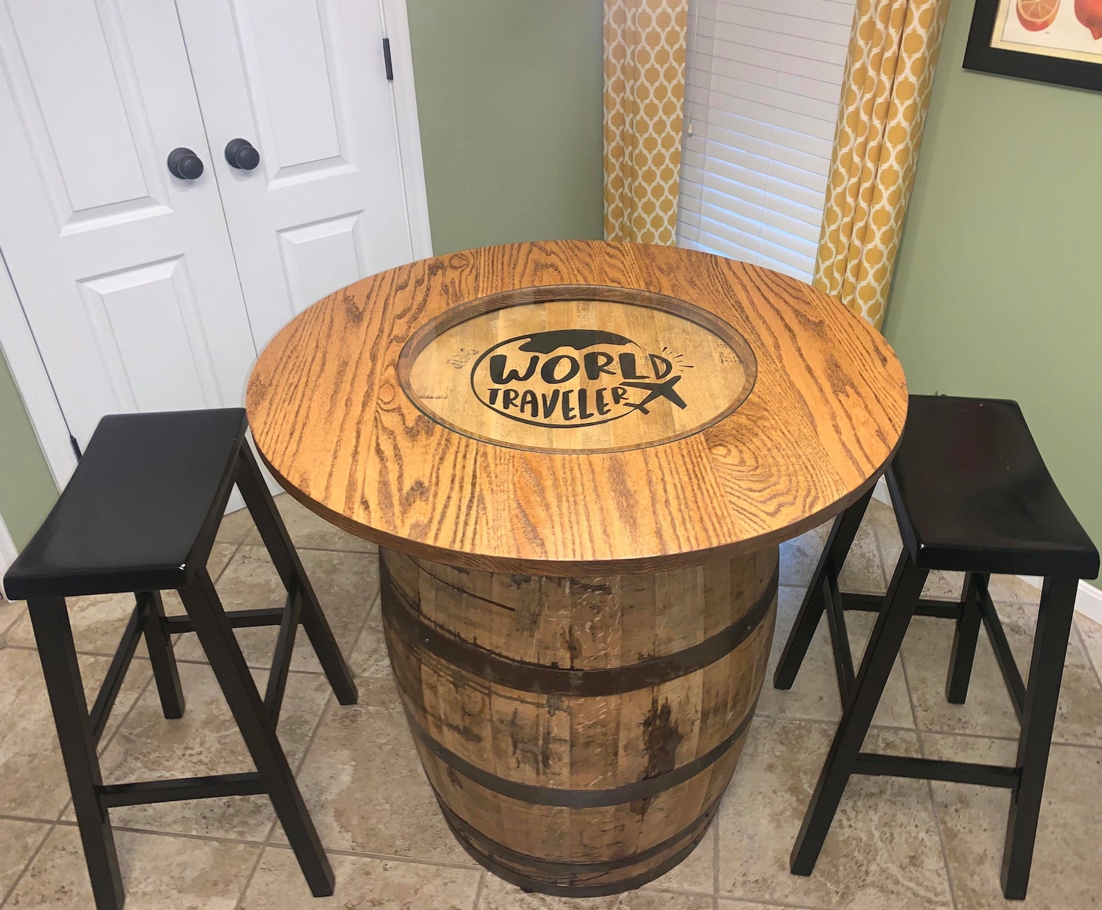 Custom Finished Bourbon Barrel Pub Table - Etsy