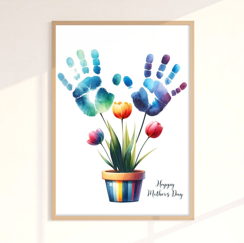 Mother's Day Craft Handprint Art, Digital Kids Printable DIY Handprint ...