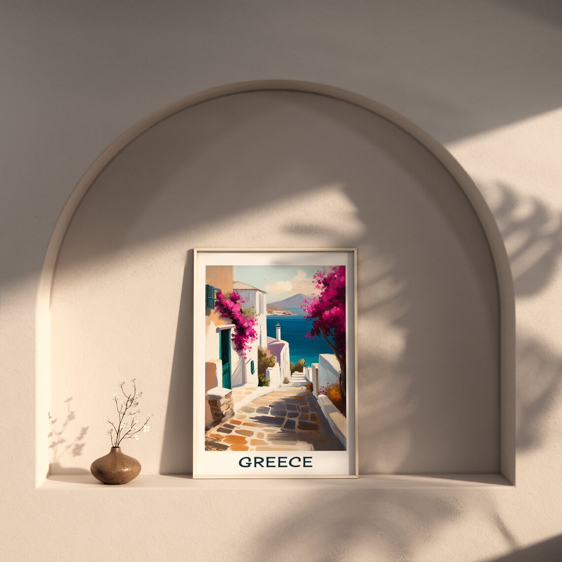 Greece Travel Poster Oil Painting Style Greece Print Wall Art - Etsy