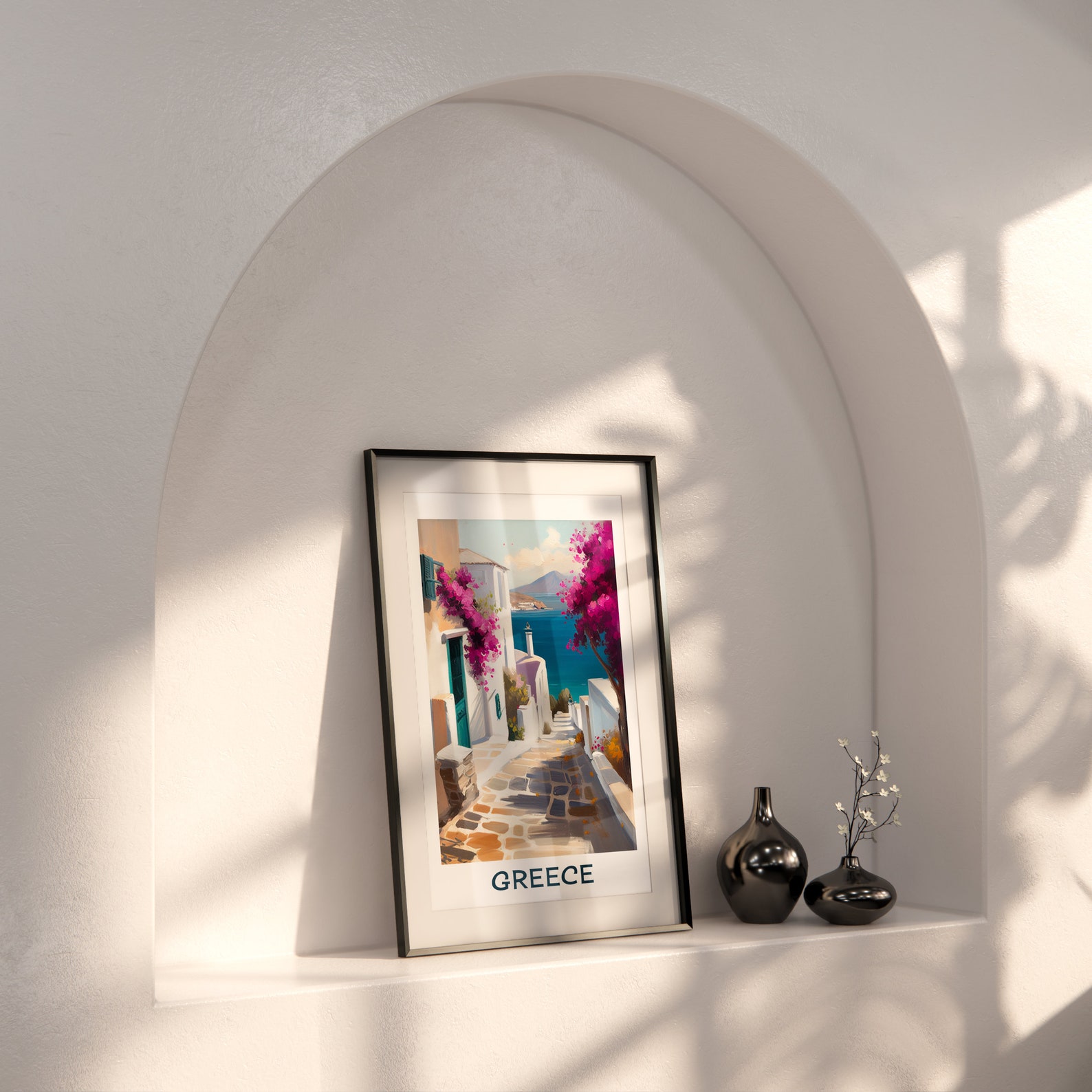 Greece Travel Poster Oil Painting Style Greece Print Wall Art - Etsy