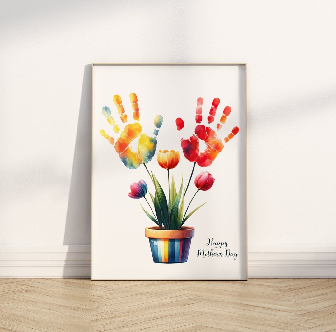 Mother's Day Craft Handprint Art, Digital Kids Printable DIY Handprint ...